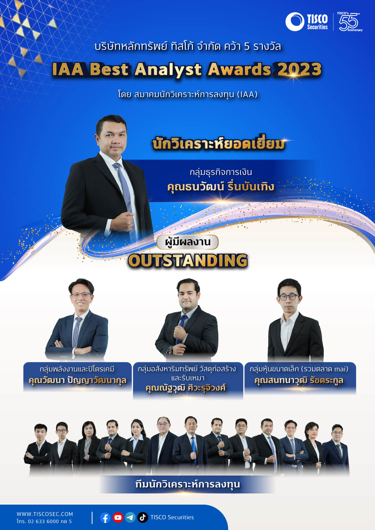 บล.ทิสโก้ คว้า 5 รางวัล IAA BEST ANALYST AWARDS 2023 - บริษัทหลักทรัพย์ ...